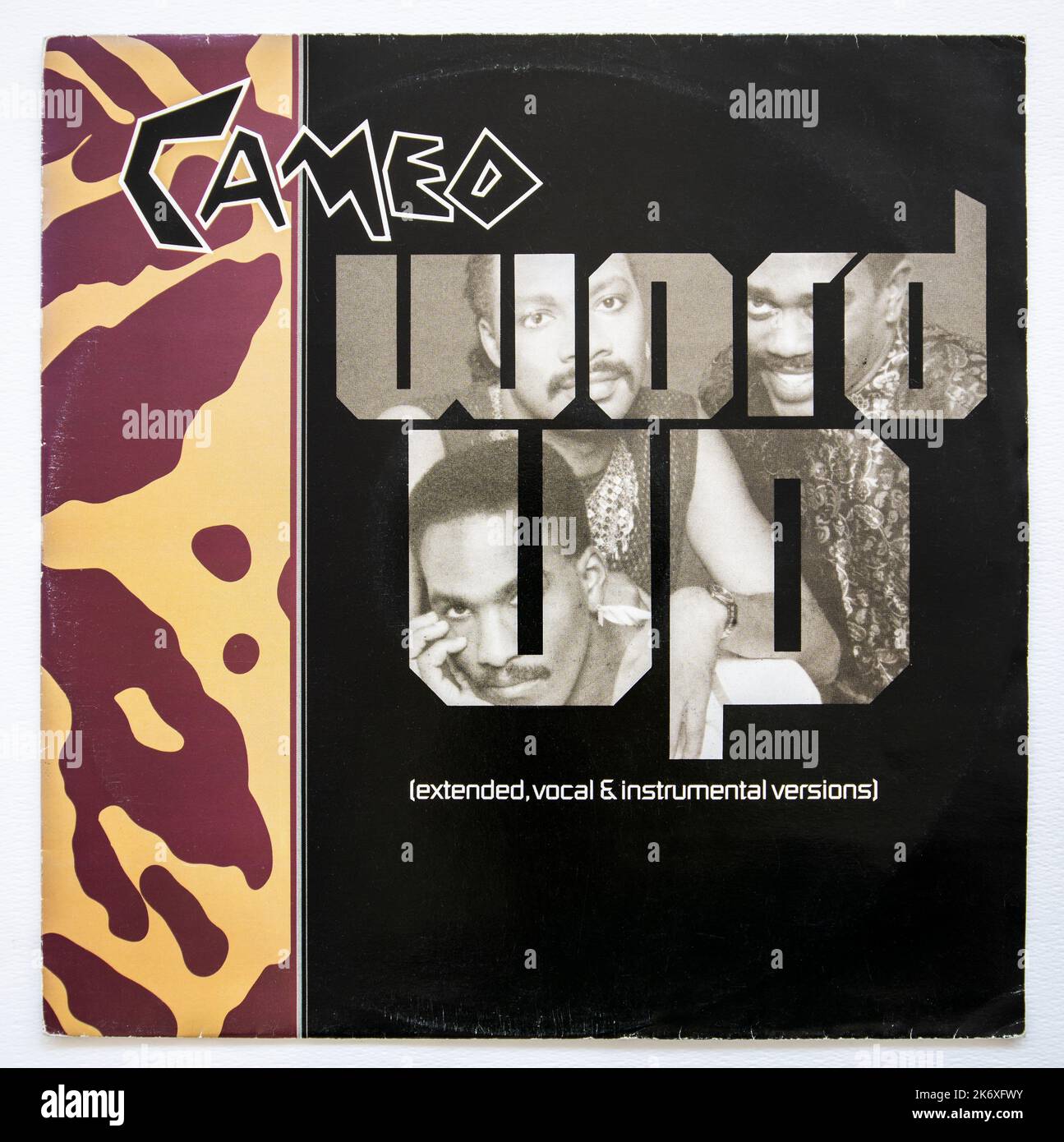 Picture cover of the 12 inch single version of Word Up by Cameo, which was released in 1986 ...