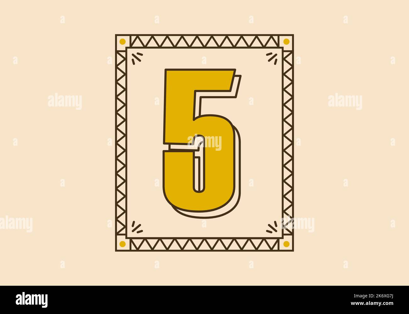 Retro rectangle frame with number 5 on it Stock Vector Image & Art - Alamy