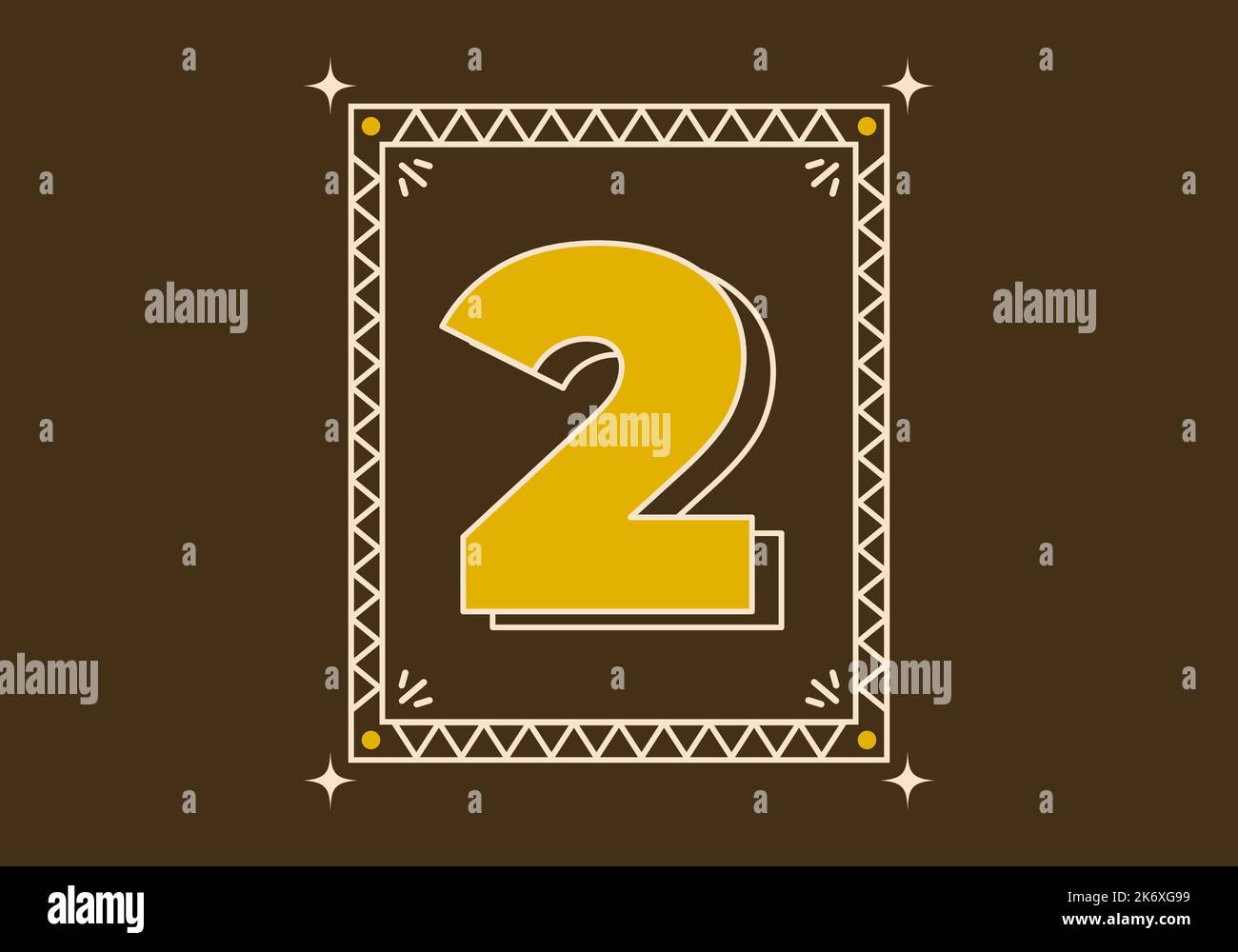 Vintage retro style frame design with number two on it Stock Vector ...