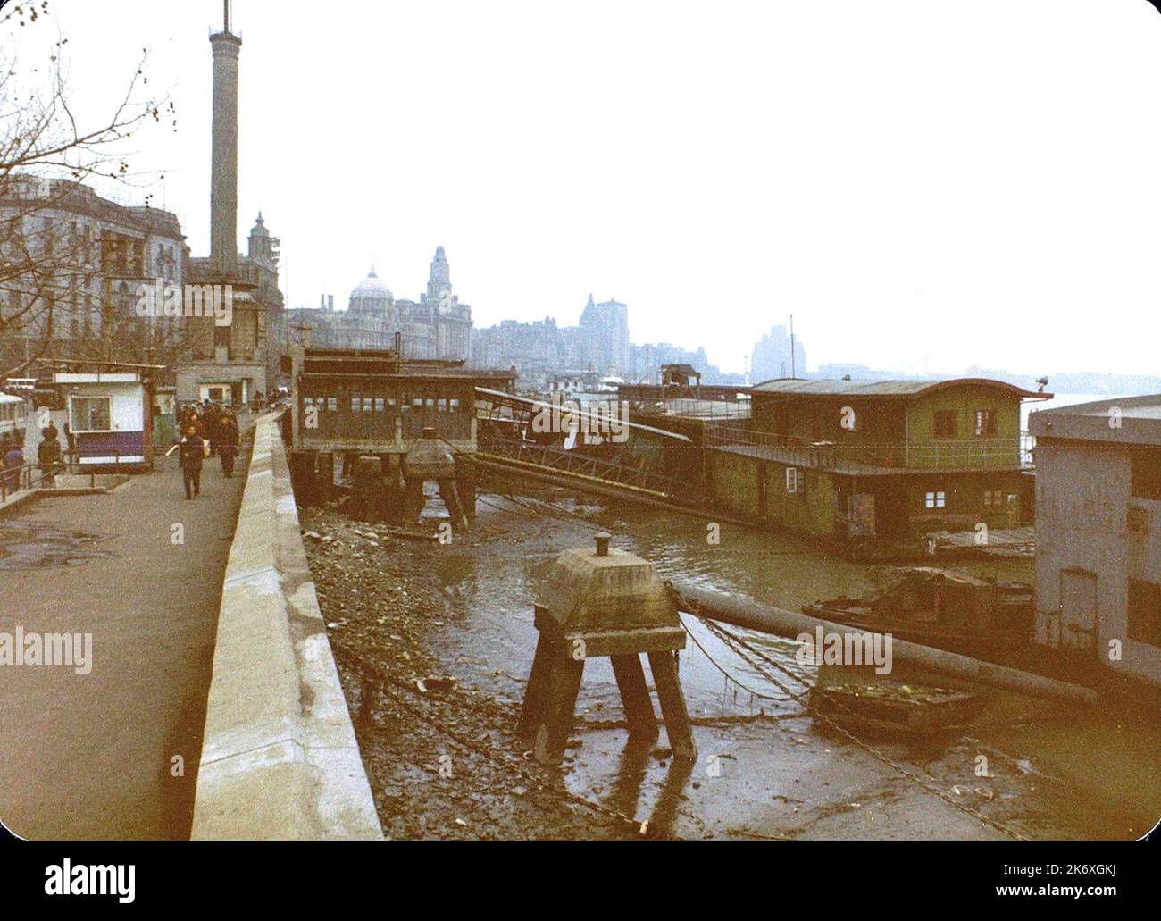 Looking along The Bund, Shanghai, from the waterfront, December 1981 ...