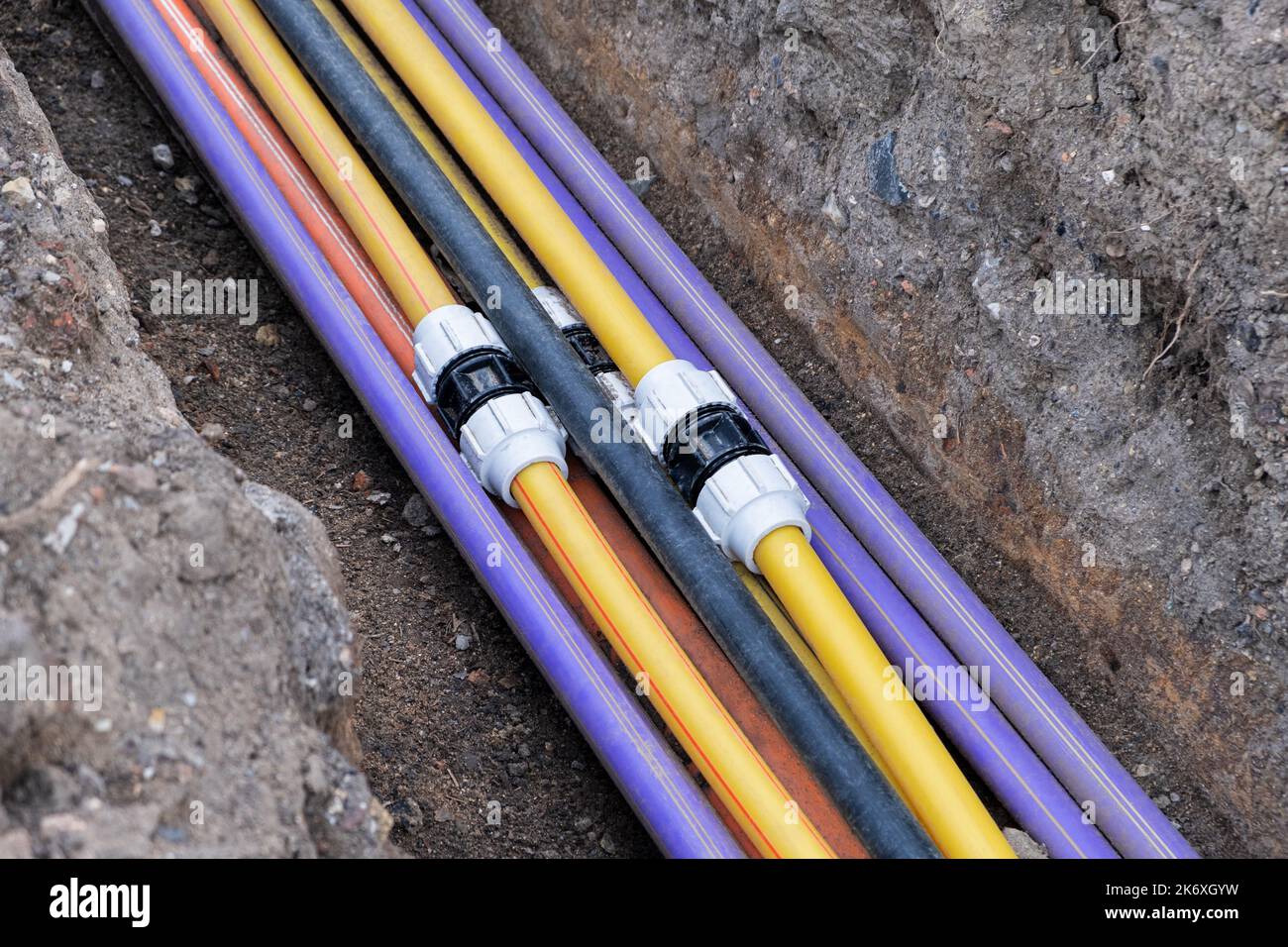 connecting underground electric cable infrastructure installation ...