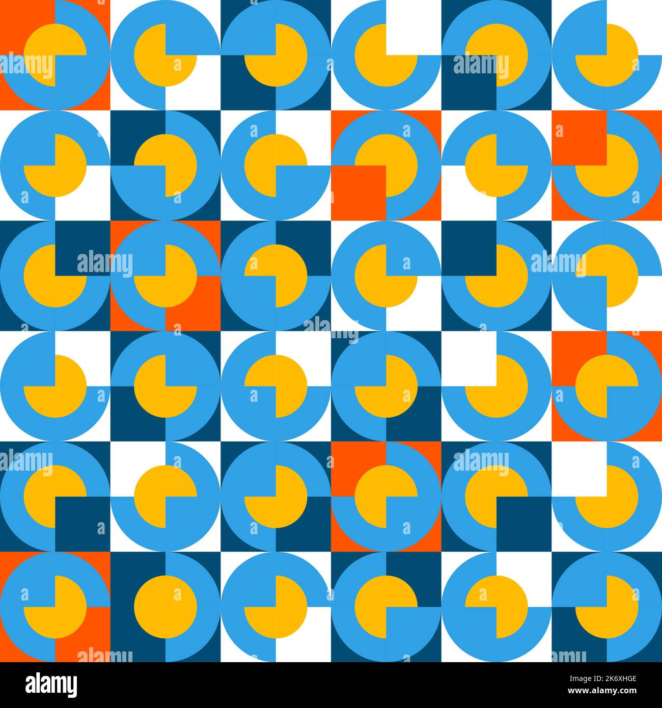Seamless pattern in retro bauhaus style with circles. Background with ...