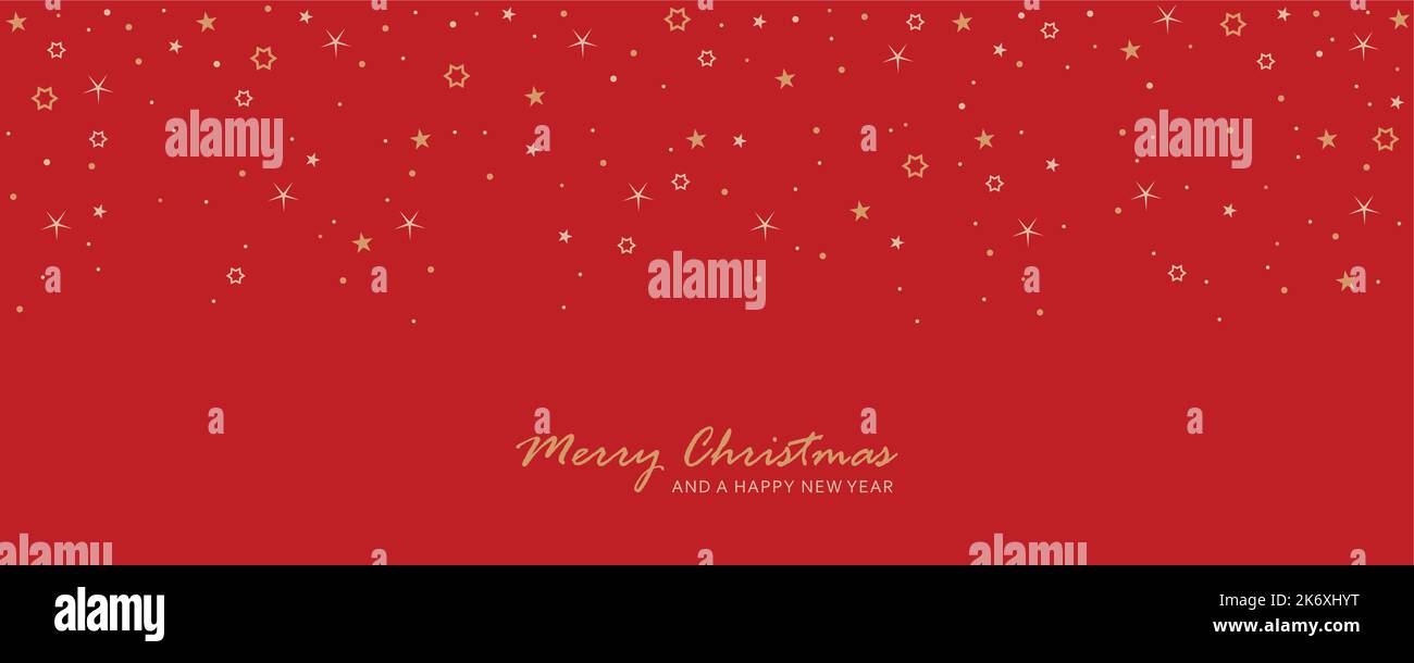 christmas star confetti border on red background Stock Vector Image ...