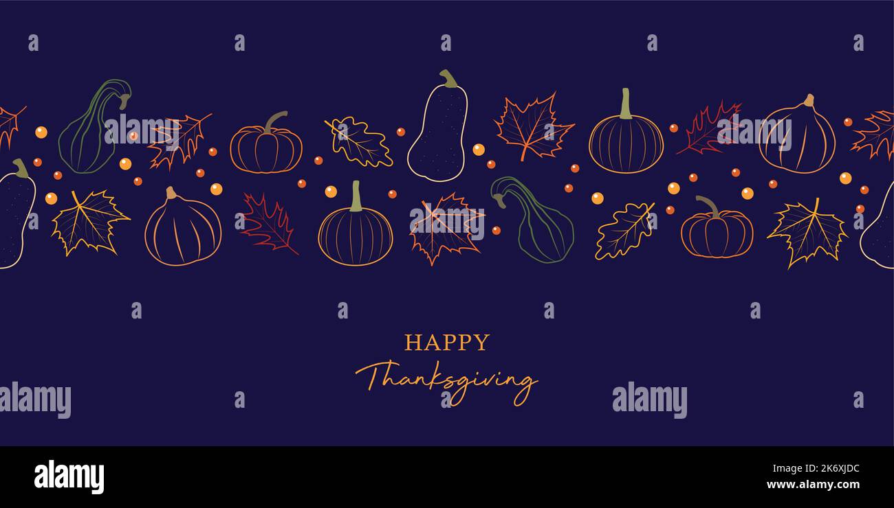happy thanksgiving greeting card with pumpkin and autumn leave banner ...