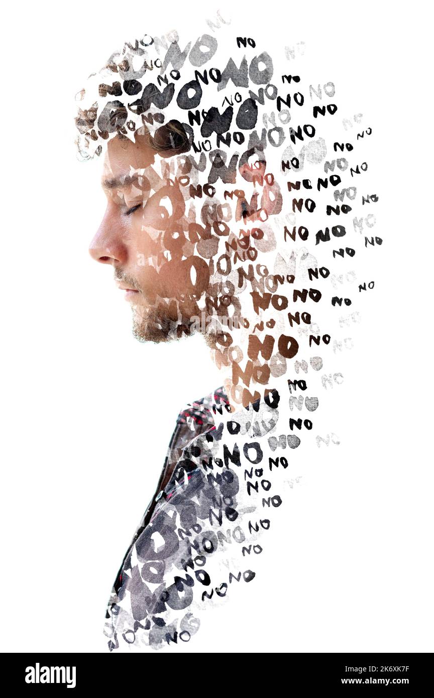 Paintography portrait of a man going through a rejection Stock Photo ...