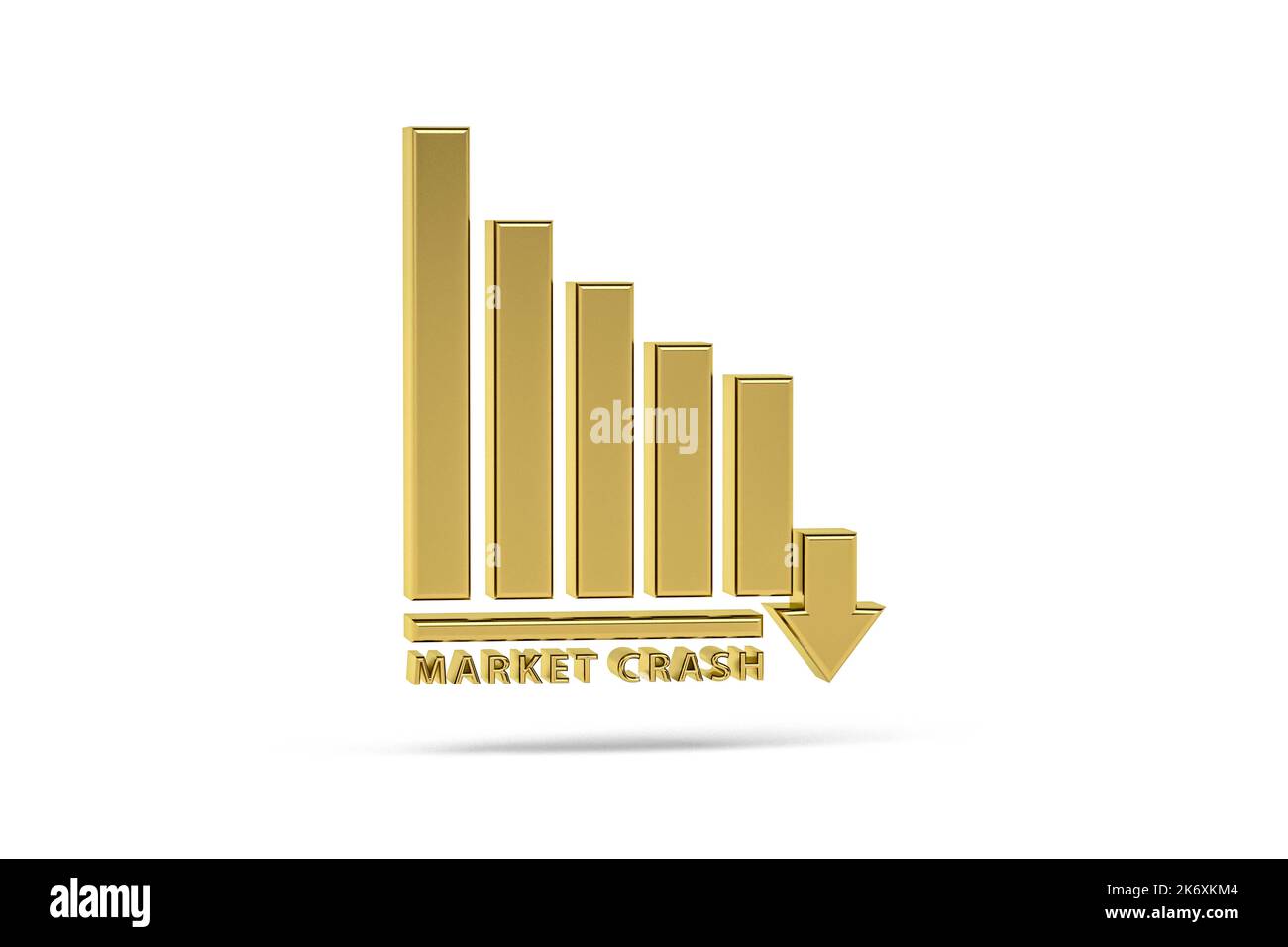 Golden 3d stock market crash icon isolated on white background - 3D ...