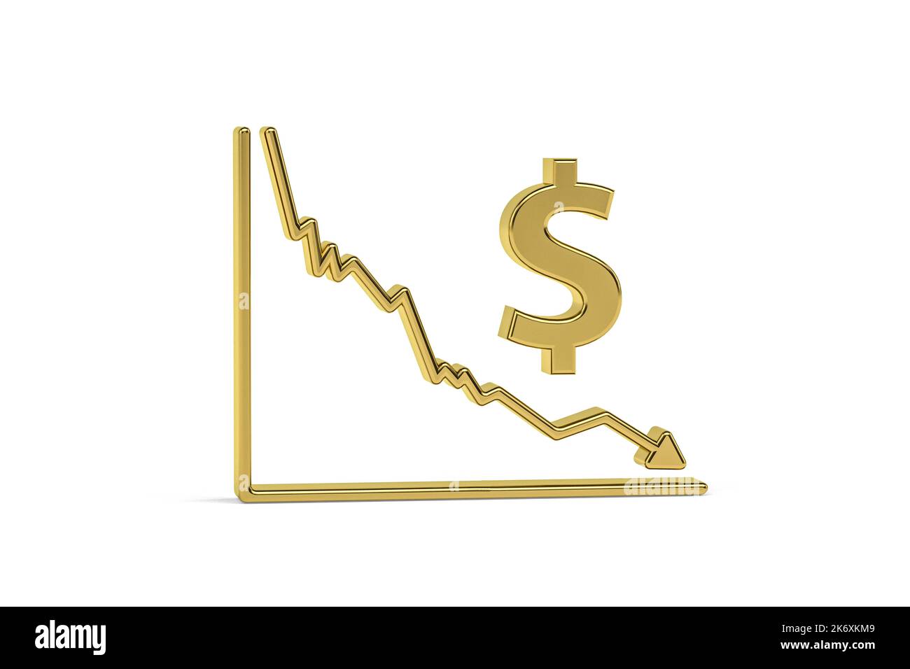 Golden 3d stock market crash icon isolated on white background - 3D ...