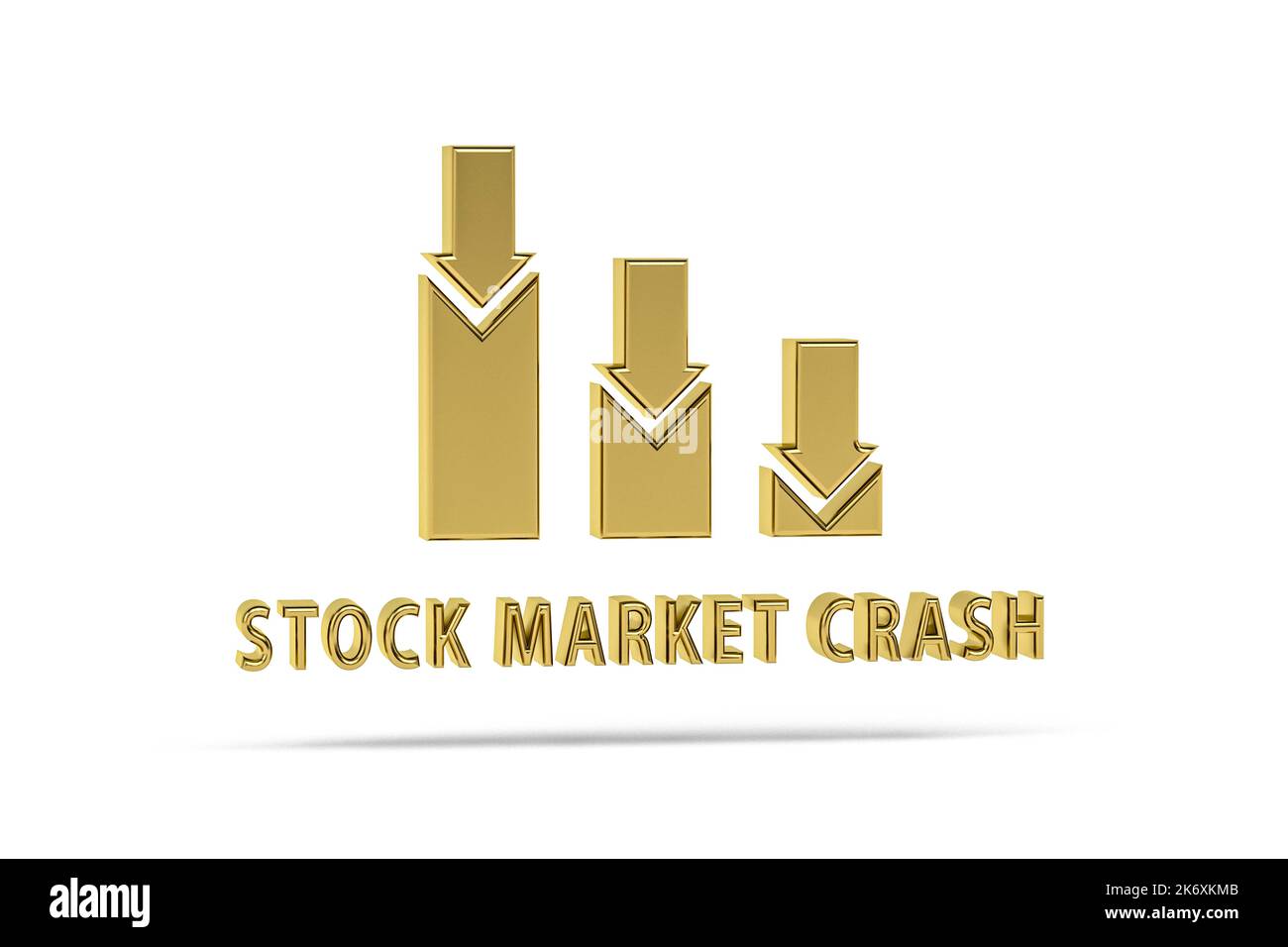 Golden 3d stock market crash icon isolated on white background - 3D ...