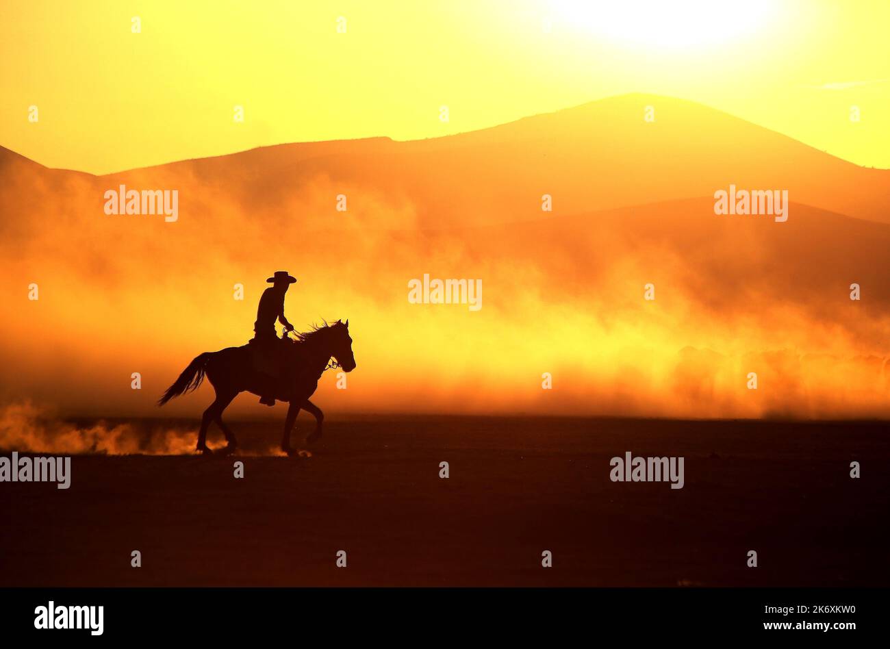 Cowboy silhouetted sunset hi-res stock photography and images - Alamy