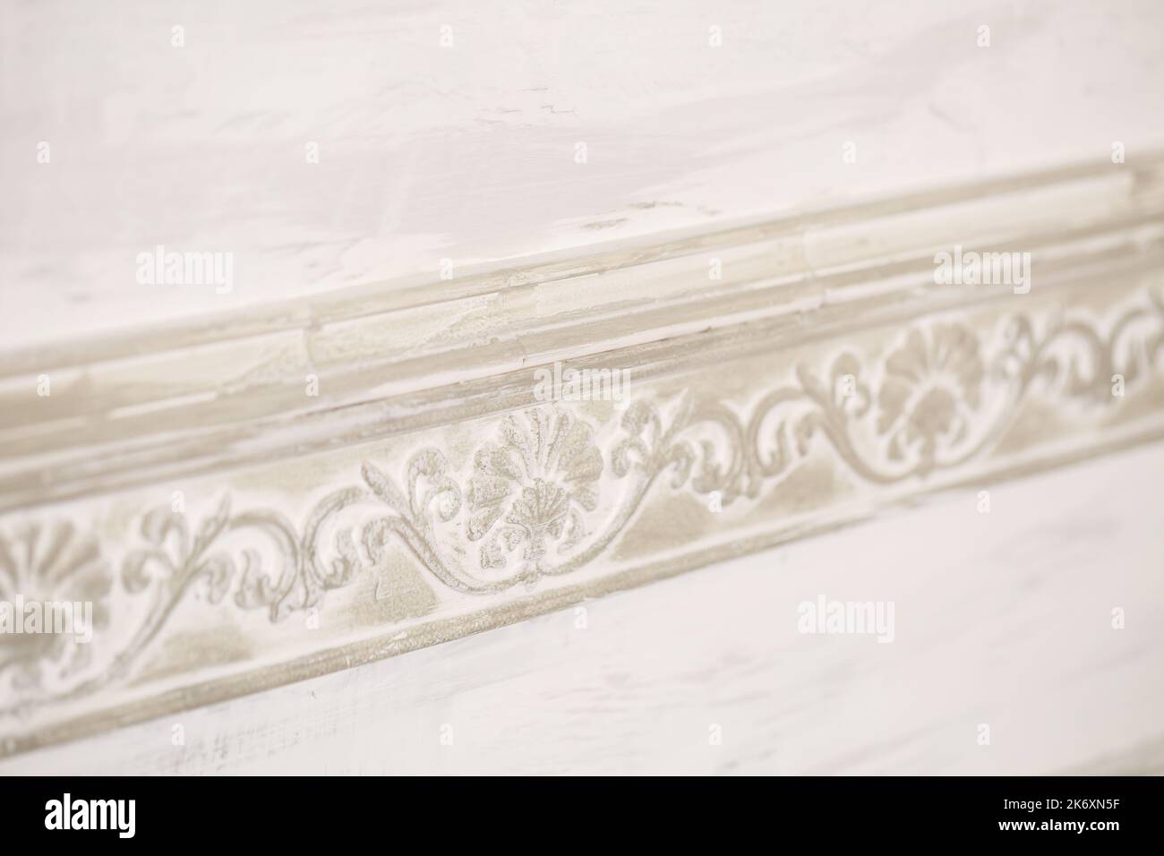 Beautiful plaster wall decor. Plaster decorations on the wall during ...