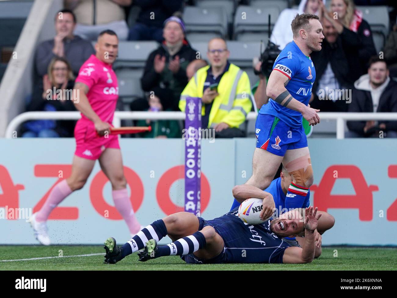 Scotland’s Matthew Russell scores a try which is later disallowed ...