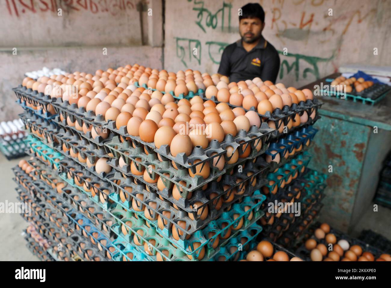 Dhaka, Bangladesh - September 08, 2022: Bangladeshi traders wait for ...