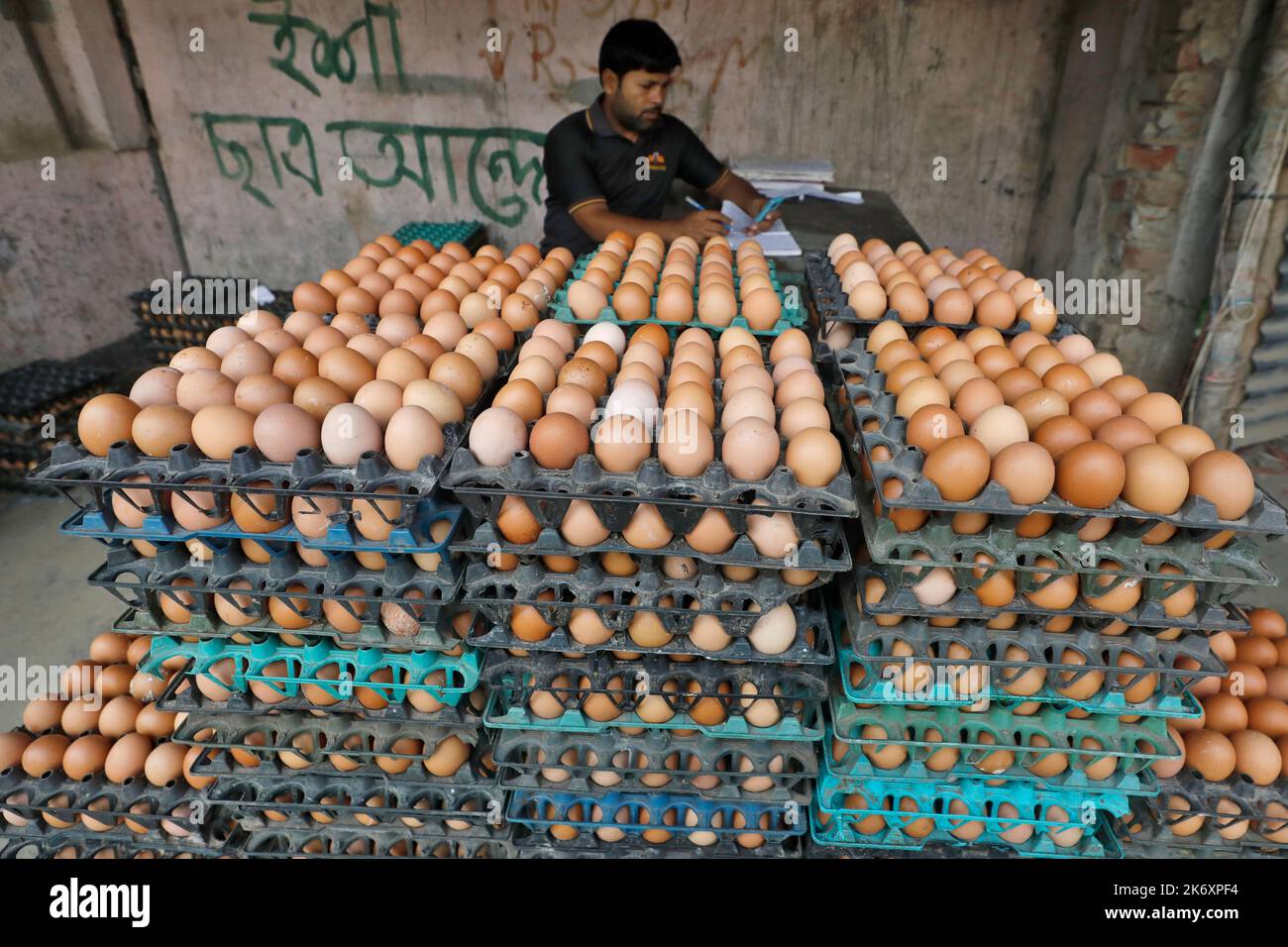 Dhaka, Bangladesh - September 08, 2022: Bangladeshi traders wait for ...