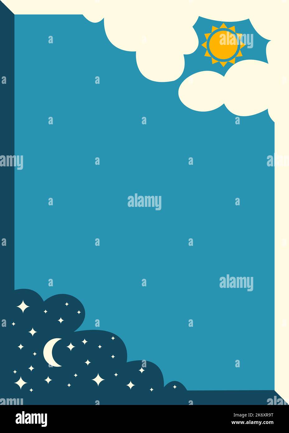 Elegant rectangular frame with sun, moon and stars. Festive design ...