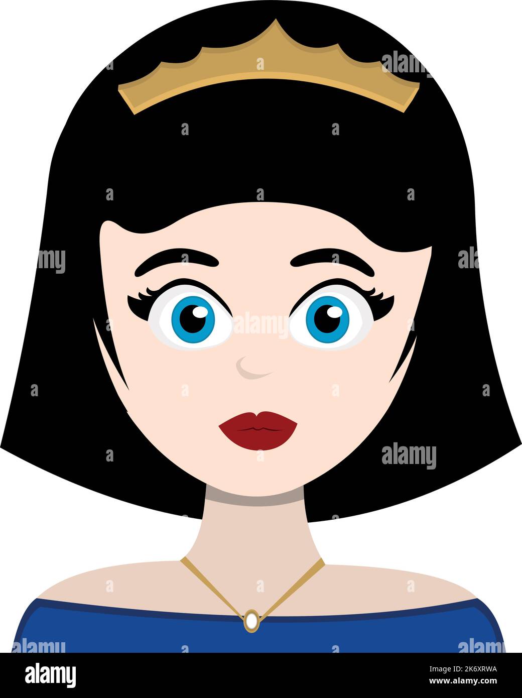 Vector illustration of a princess with black hair and blue eyes Stock ...
