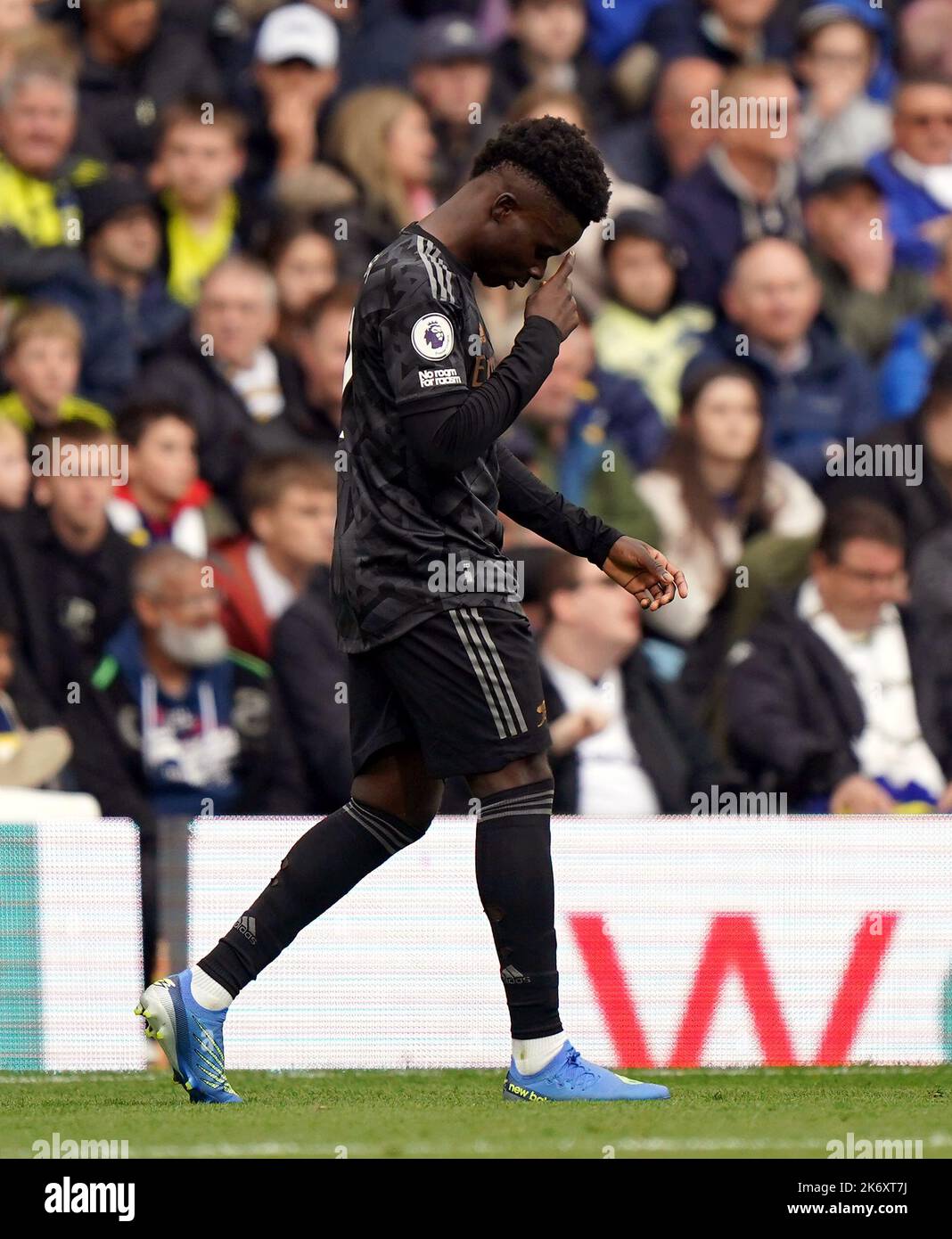 Arsenal's Bukayo Saka celebrates scoring their side's first goal of the ...