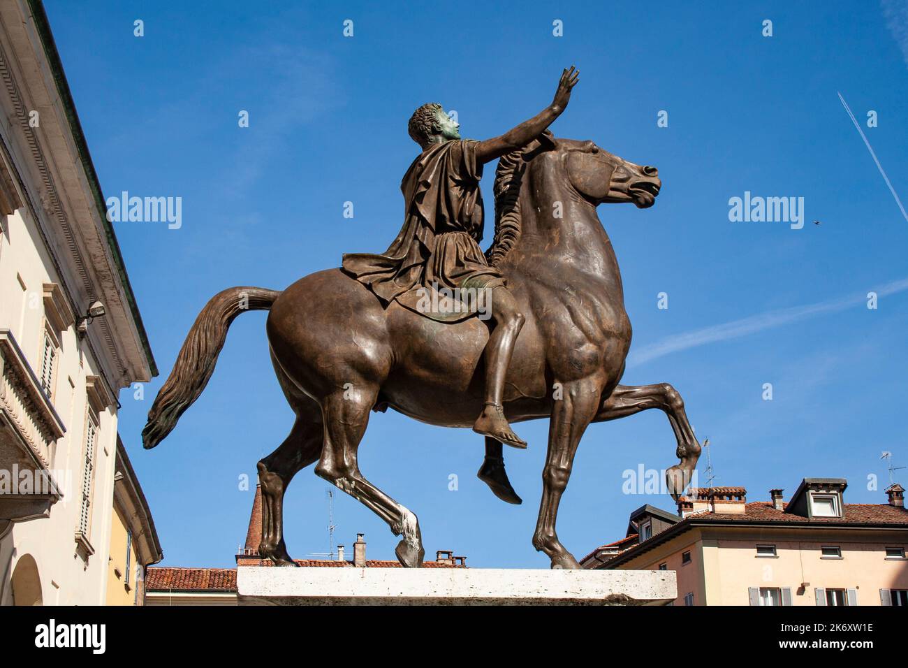 Pavia, Lombardy, Italy, Europe. The Regisole ("Sun King"), a bronze ...