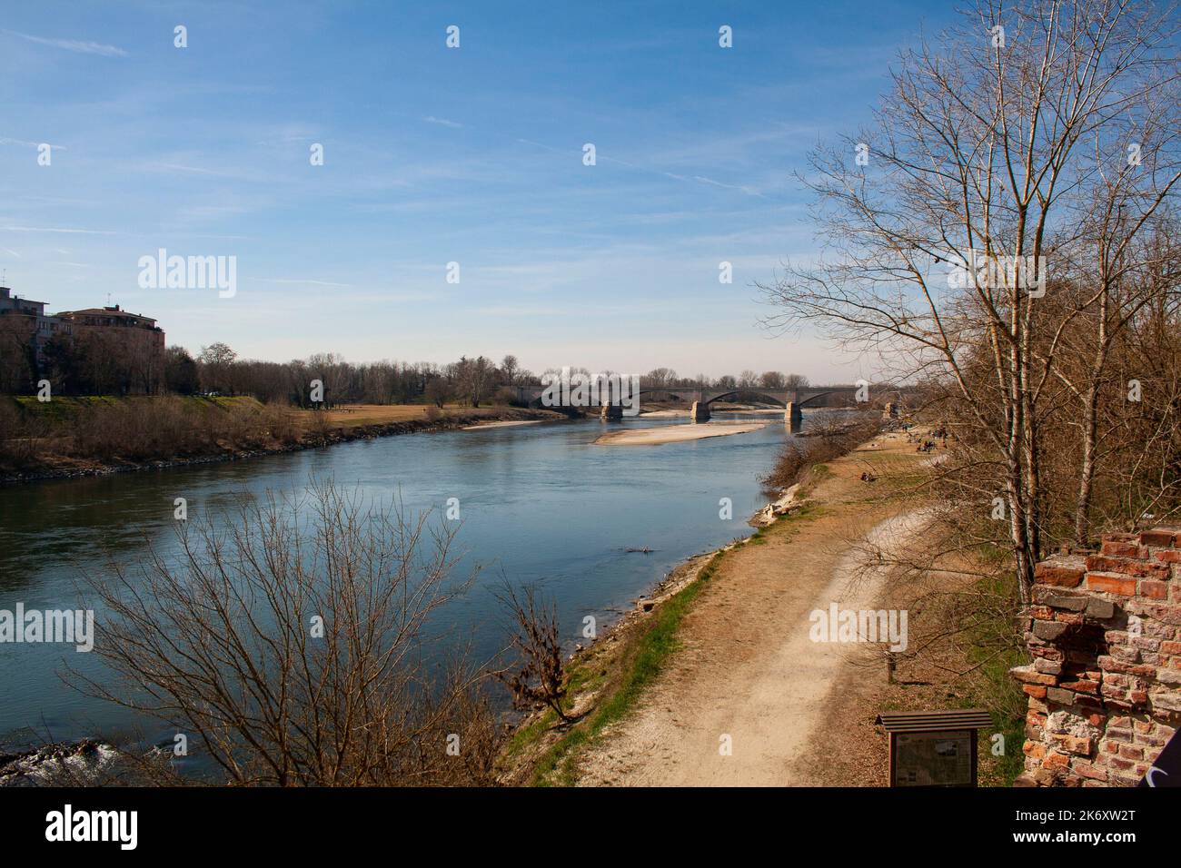 Pavia, Lombardy, Italy, Europe. Ticino River (Tessin, Ticinus). The ...
