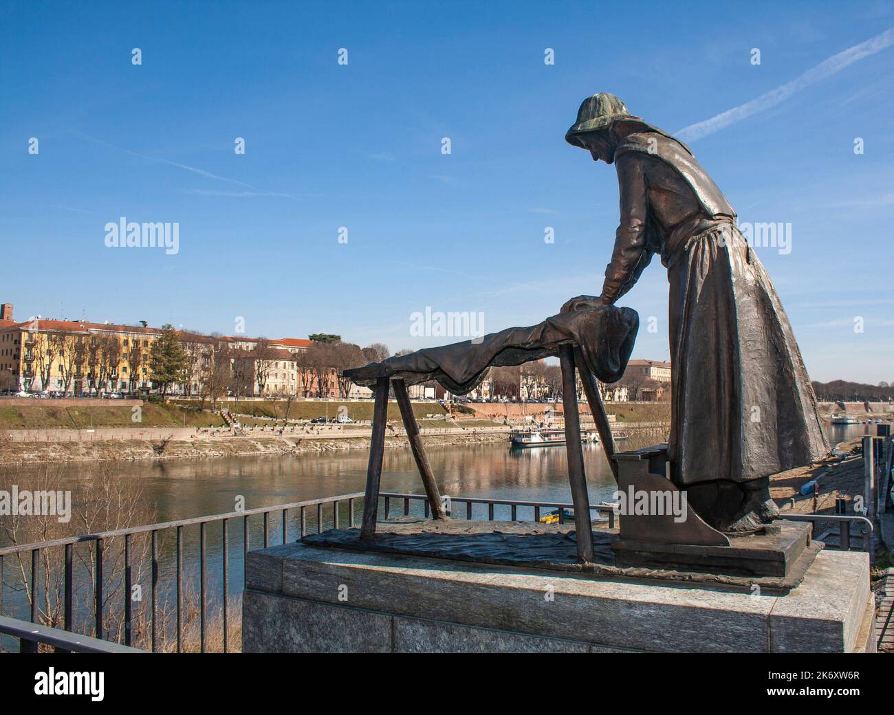 Pavia, Lombardy, Italy, Europe. Ticino River (Tessin, Ticinus). The ...
