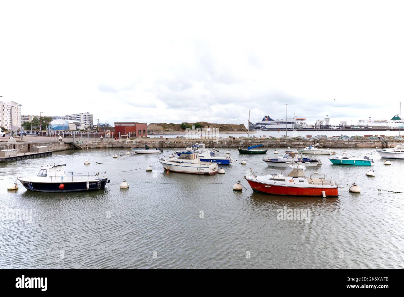 Colourful boats at a harbour in the afternoon. P&O and Irish Ferries ...
