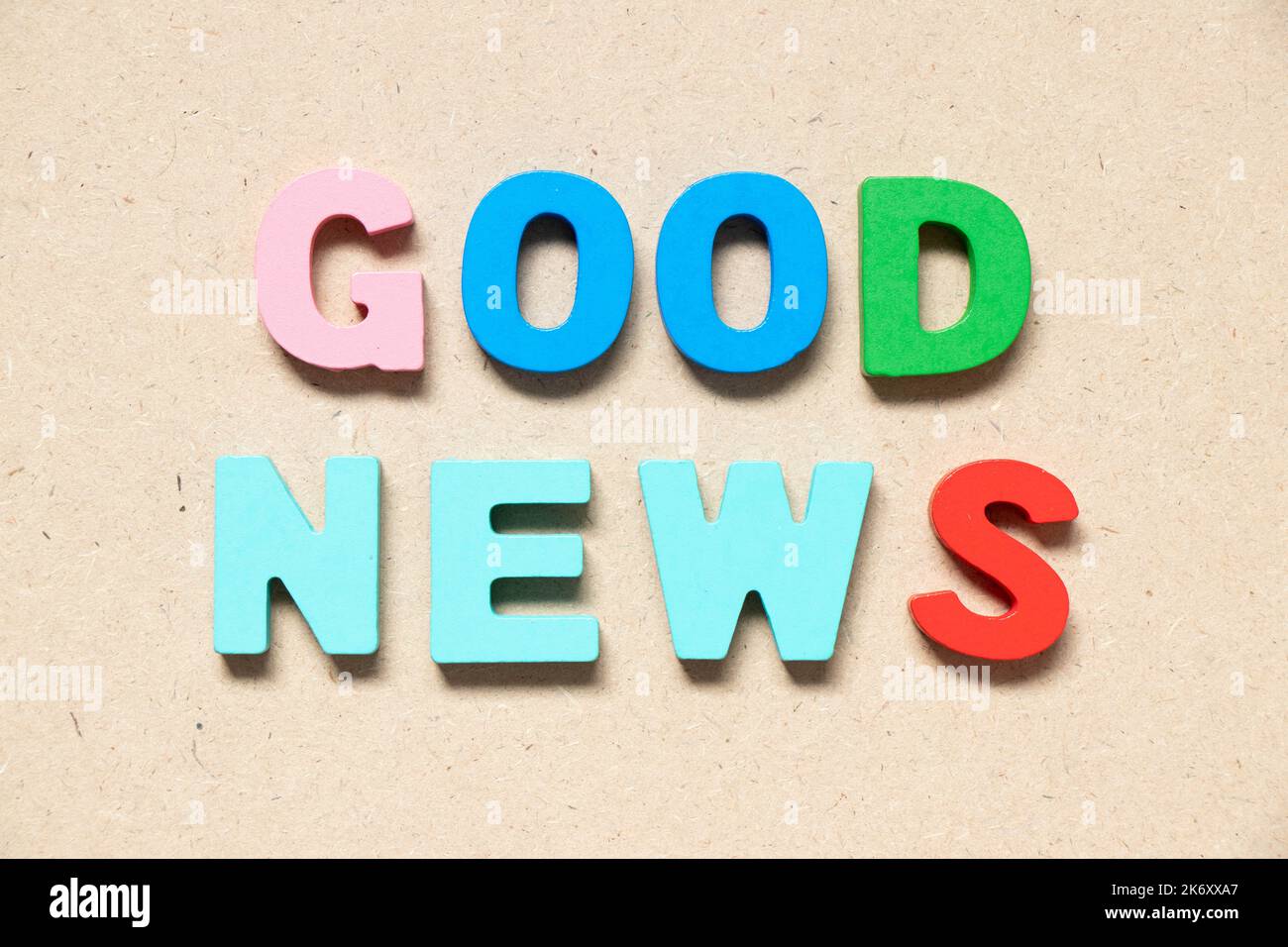 Color alphabet letter in word good news on wood background Stock Photo ...