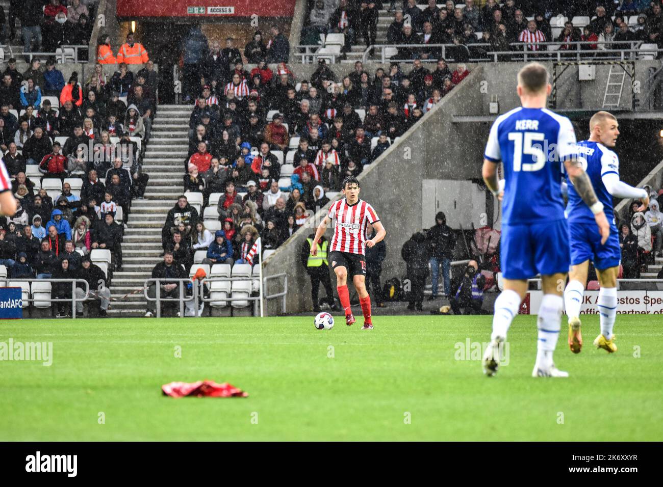 Sunderland's Luke O'Nien in action against Wigan Athletic Stock Photo ...
