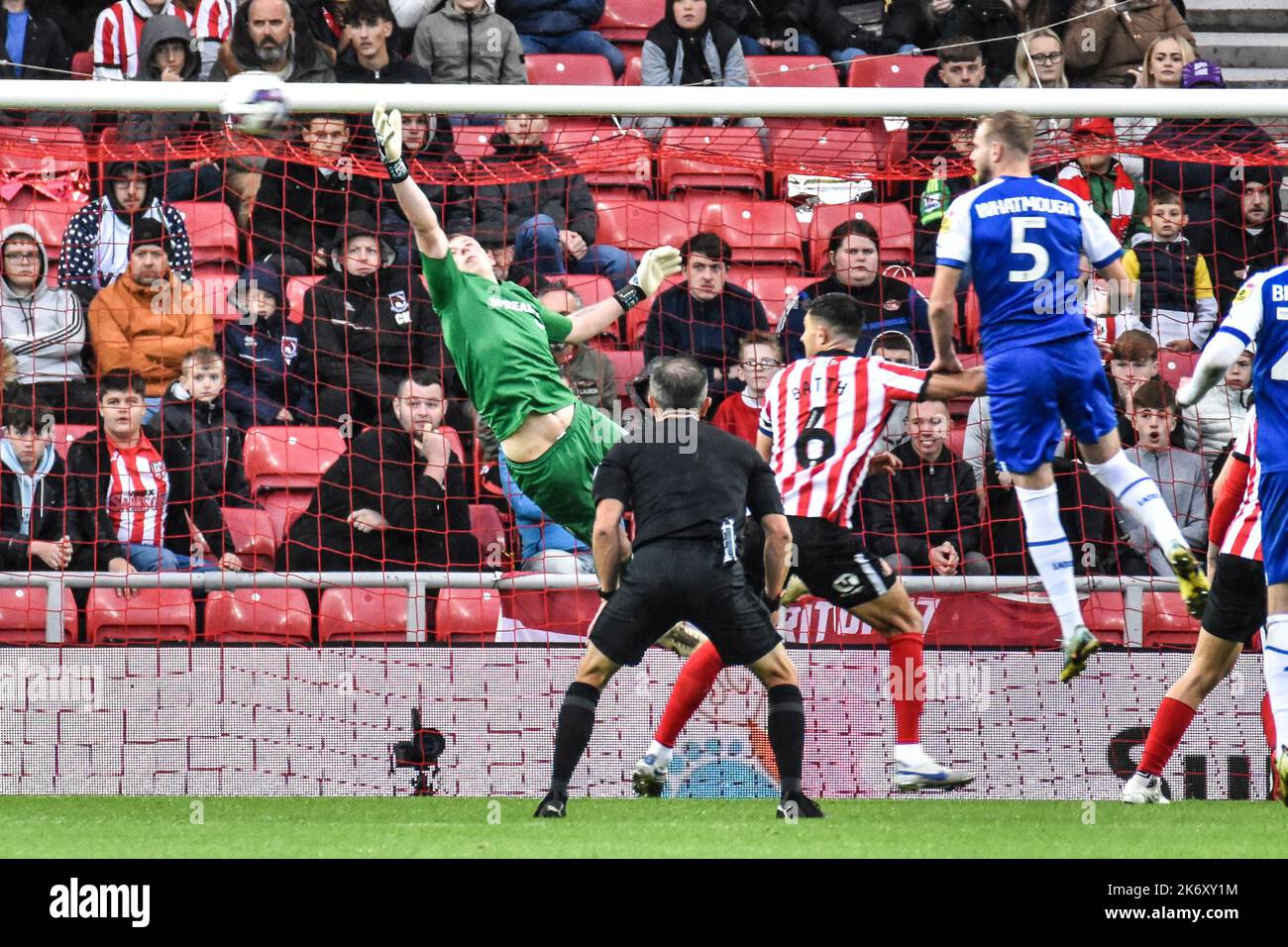 Sunderland goalkeeper Anthony Patterson saves from a Wigan Athletic ...