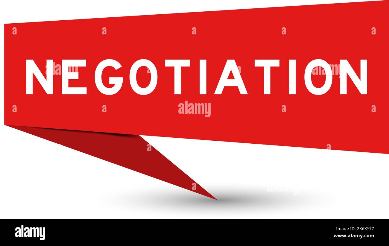 Red color speech banner with word negotiation on white background Stock ...