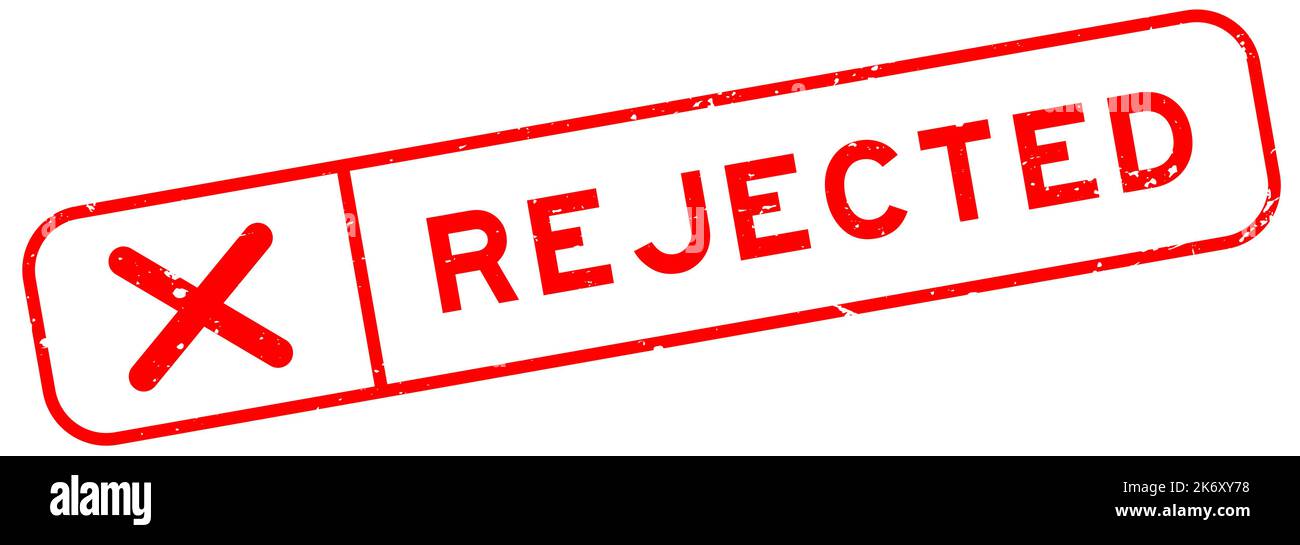 Grunge red rejected word with wrong check mark icon square rubber seal ...