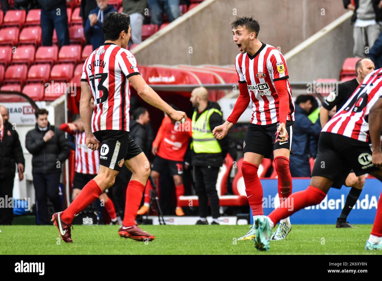 Sunderland AFC's Luke O'Nien (13) and Dan Neil celebrate their 2-1 ...