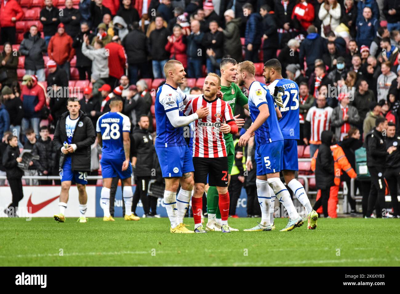 Wigan Athletic's Max Power and Sunderland AFC's Alex Pritchard ...