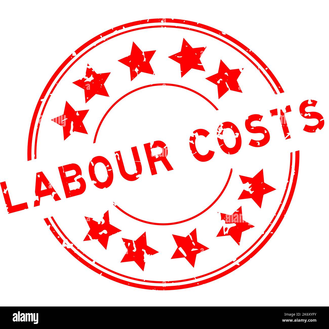 Grunge red labour costs word with star icon round rubber seal stamp on white background Stock ...