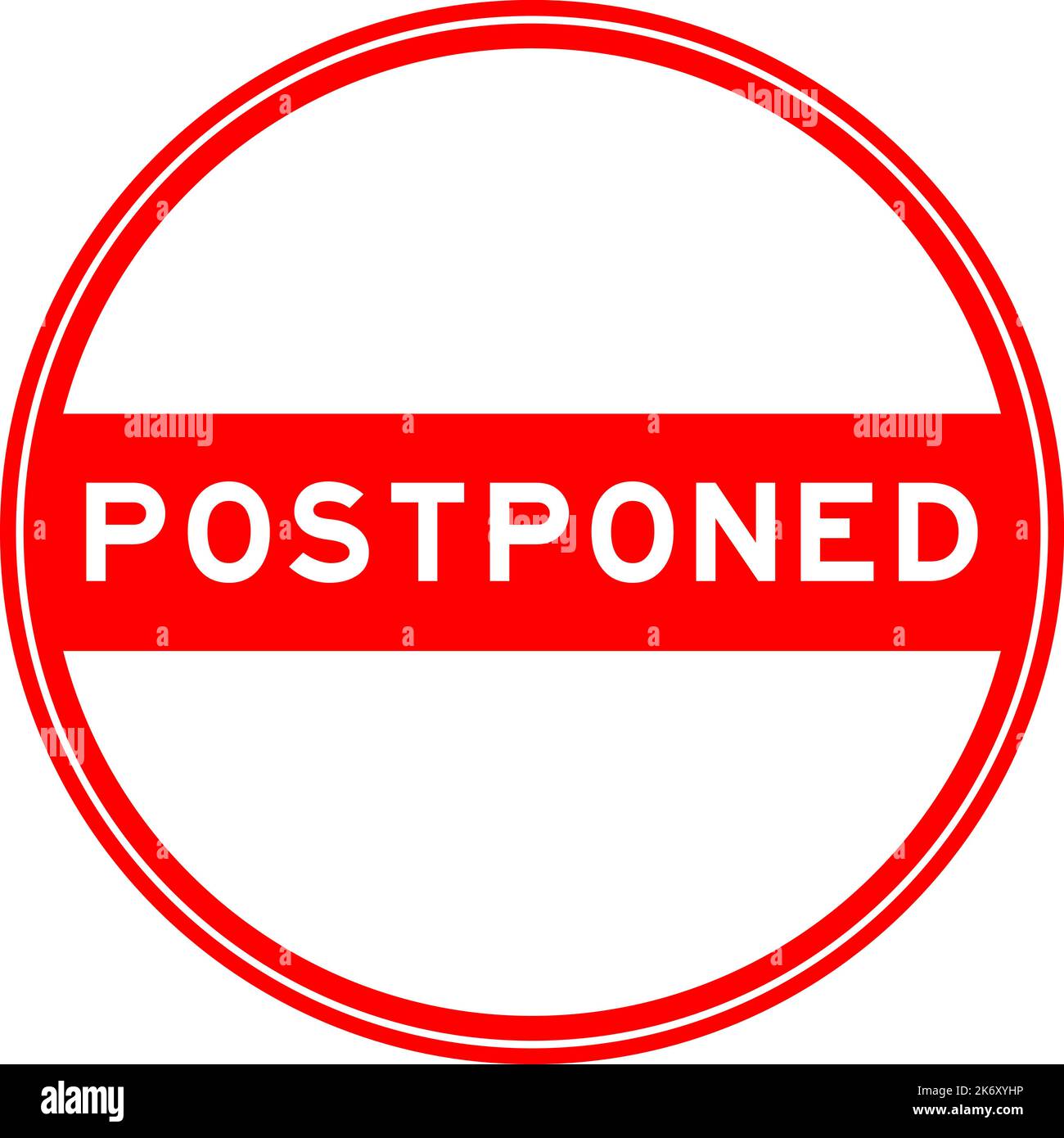 Red color round seal sticker in word postponed on white background Stock Vector Image & Art - Alamy