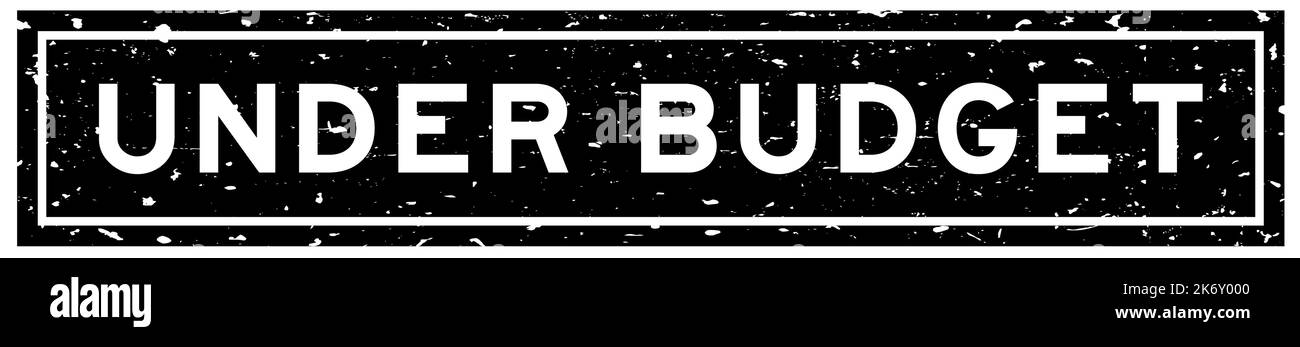 Grunge black under budget word square rubber seal stamp on white ...