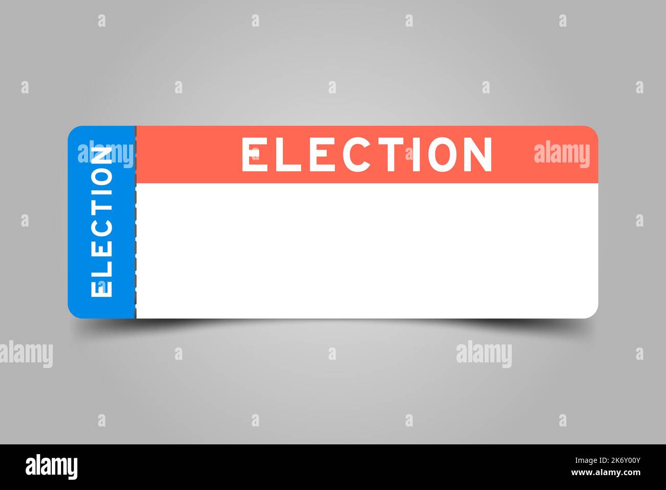 Blue and orange color ticket with word election and white copy space on ...