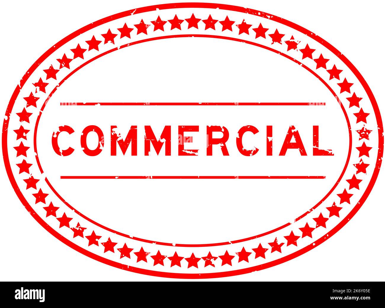 Grunge red commercial word oval rubber seal stamp on white background ...