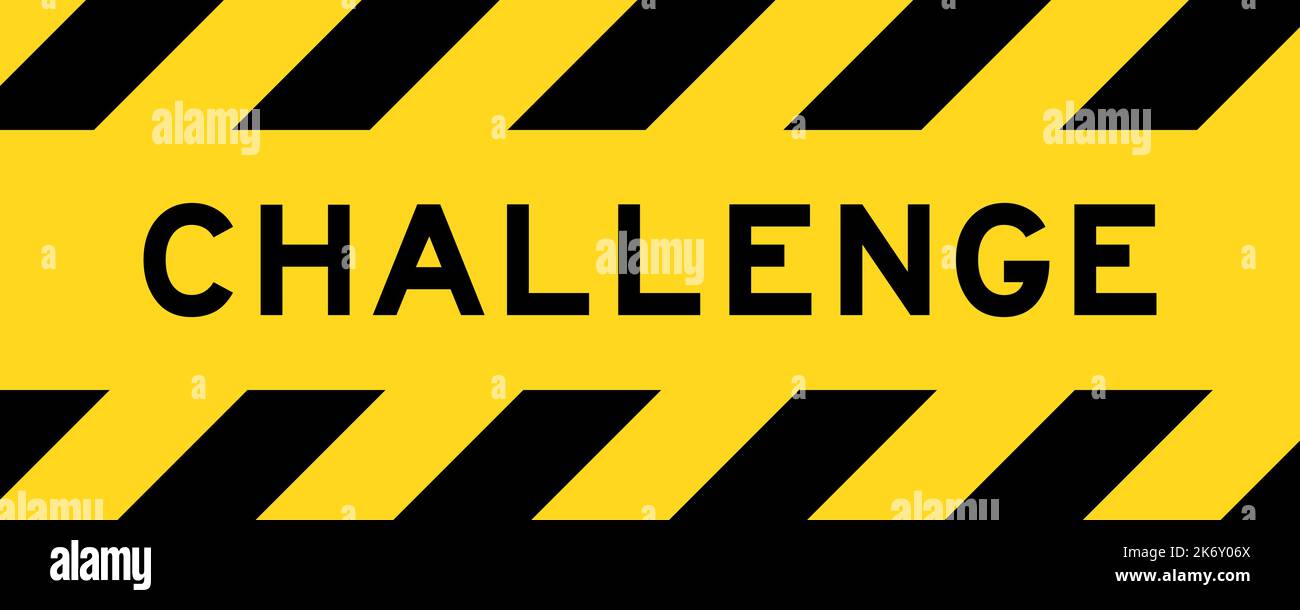 Yellow and black color with line striped label banner with word ...