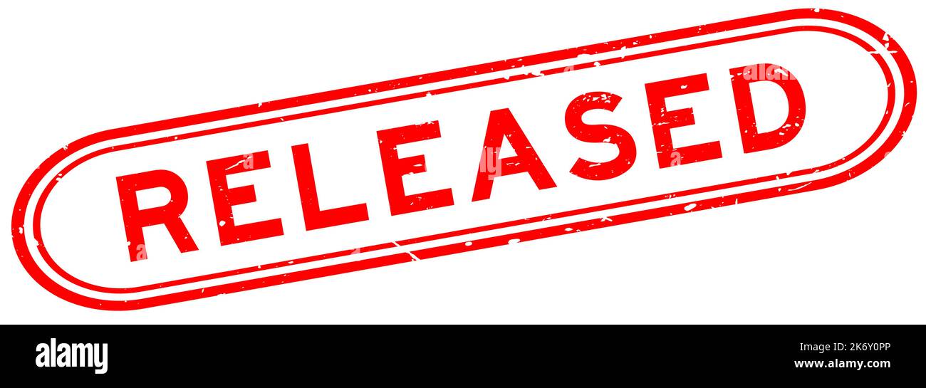 Grunge red released word rubber seal stamp on white background Stock ...