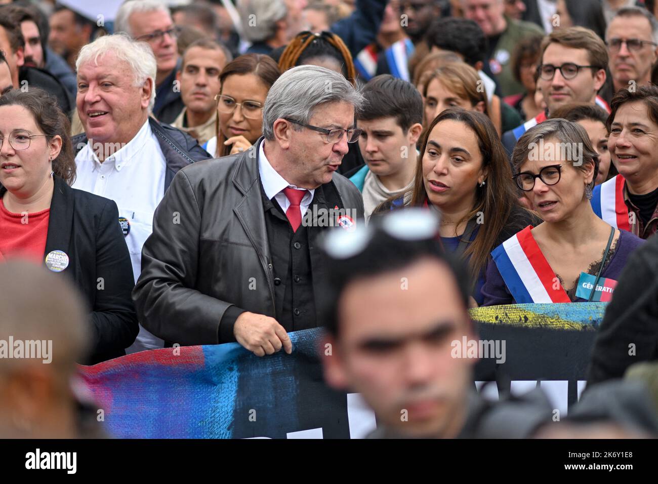 Jean Luc Melenchon during a rally against soaring living costs and ...