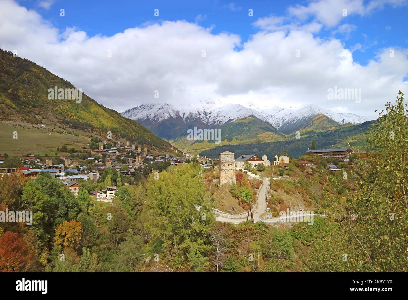 Panoramic Aerial View of Ancient Svan Tower-houses in the Town of ...