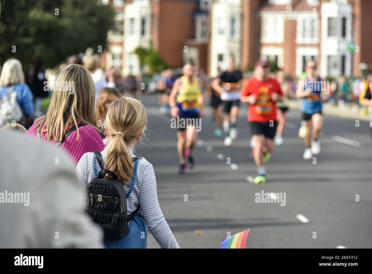 Spectators cheering on runners taking part in the Great South Run held ...
