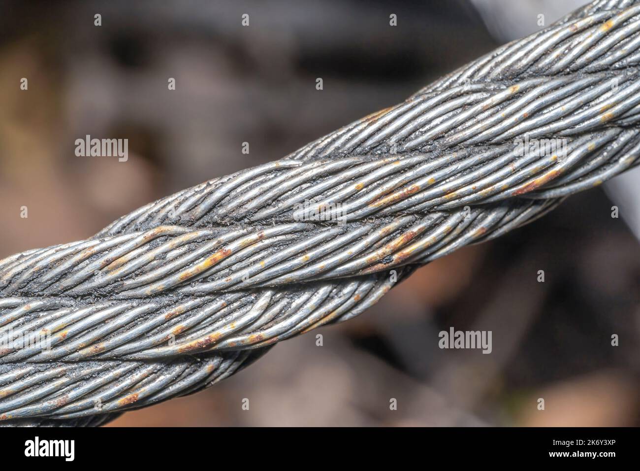 Macro texture of steel cable for hauling wood Stock Photo - Alamy