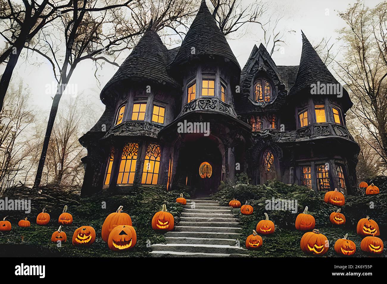 Gothic mansion night fog hi-res stock photography and images - Alamy