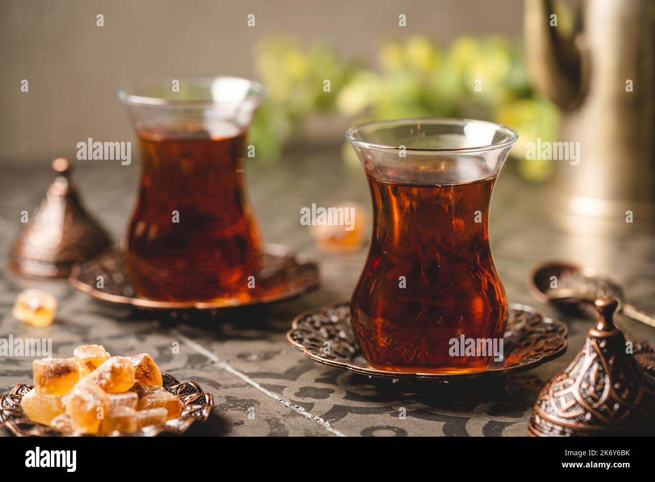 Turkish tea in traditional glass Stock Photo - Alamy