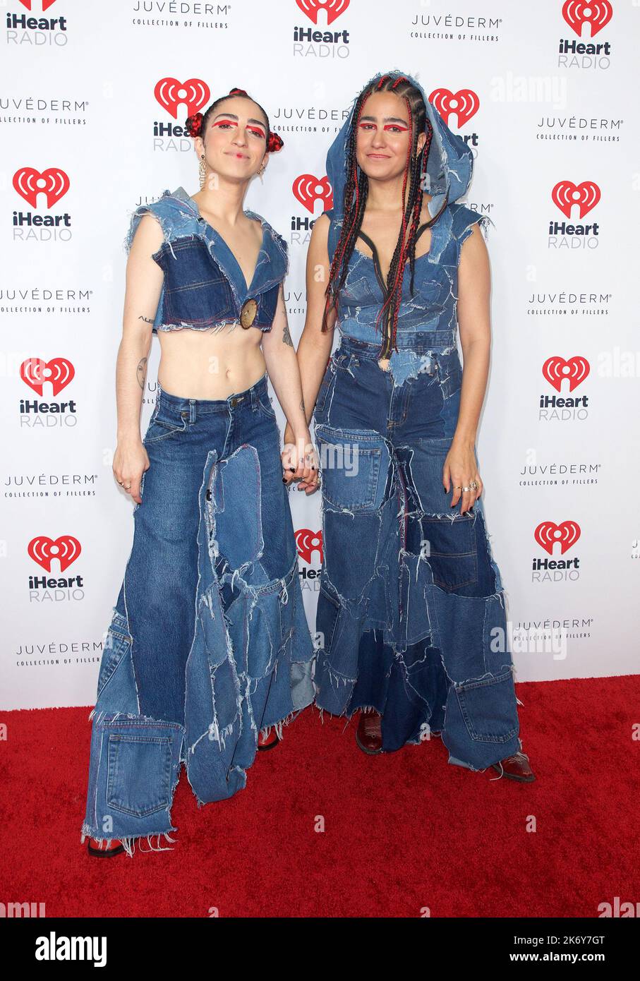 MIAMI, FLORIDA - Emily Estefan and Gemeny Hernandez are seen on the red carpet at FTX Arena ...