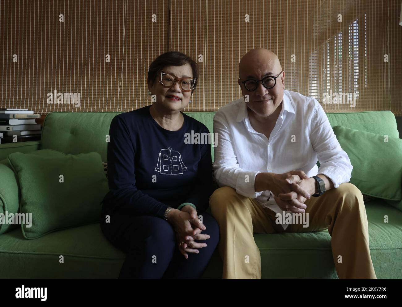 Portrait of opera singer Tian Haojiang with his wife Martha Liao, in ...