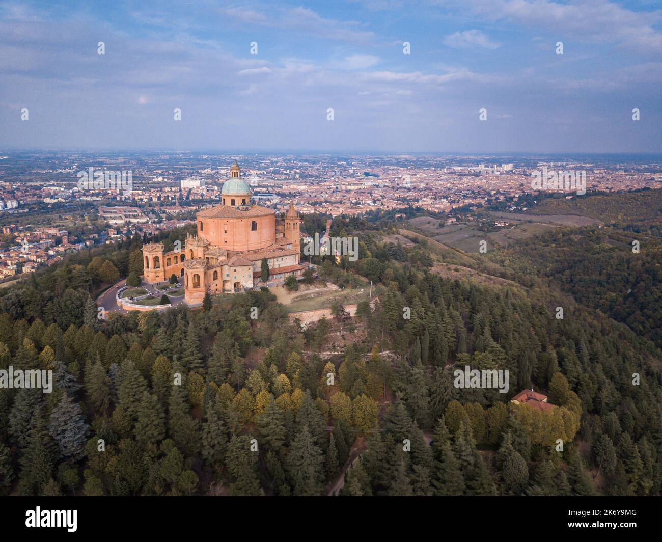 Italy, October 2022- aerial view of the Sanctuary of the Blessed Virgin ...