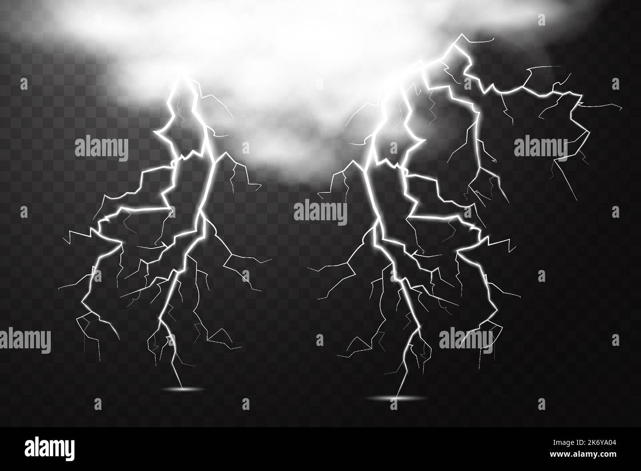 Set of lightning magical and bright light effect. Thunderstorm with ...