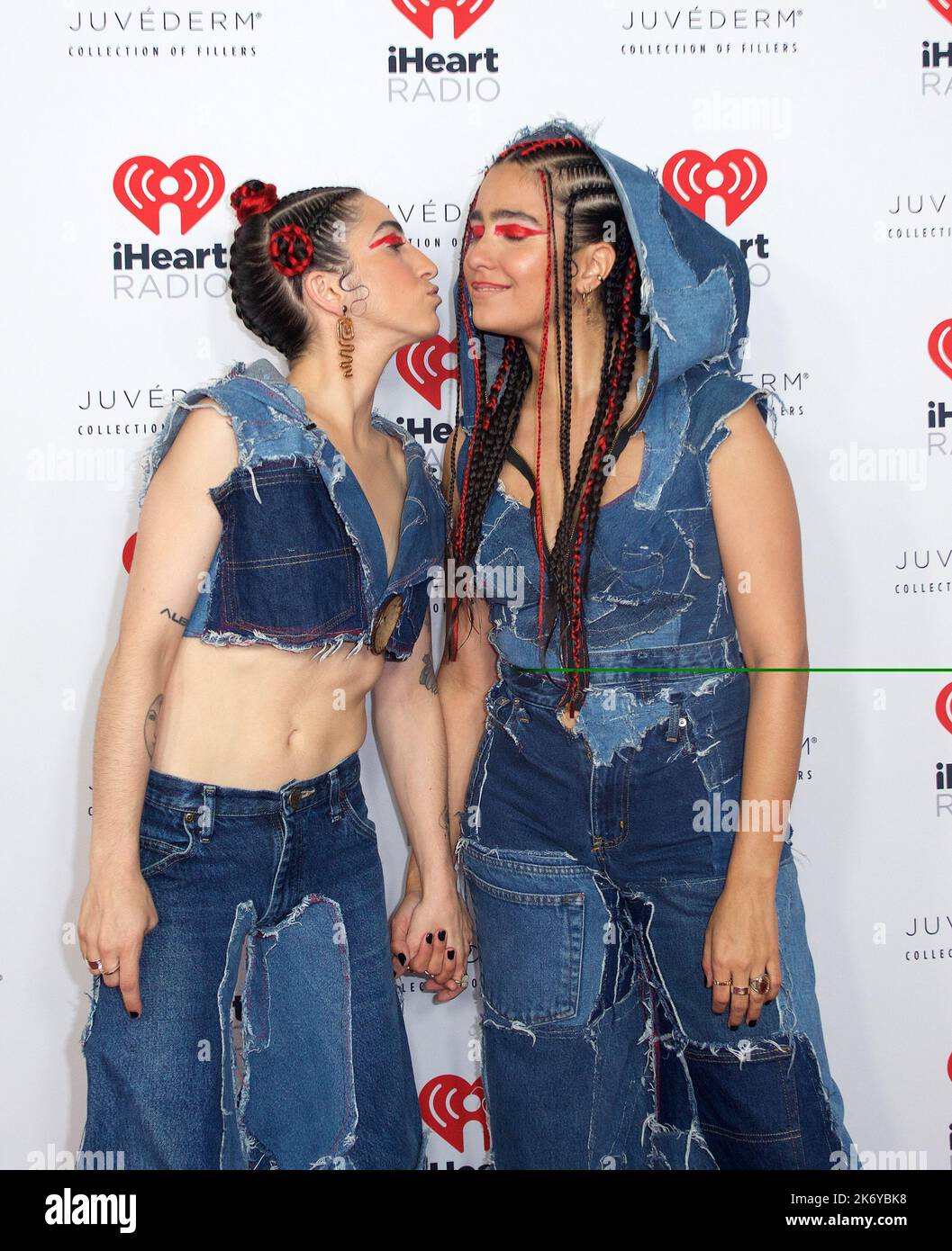 MIAMI, FLORIDA - Emily Estefan and Gemeny Hernandez are seen on the red carpet at FTX Arena ...