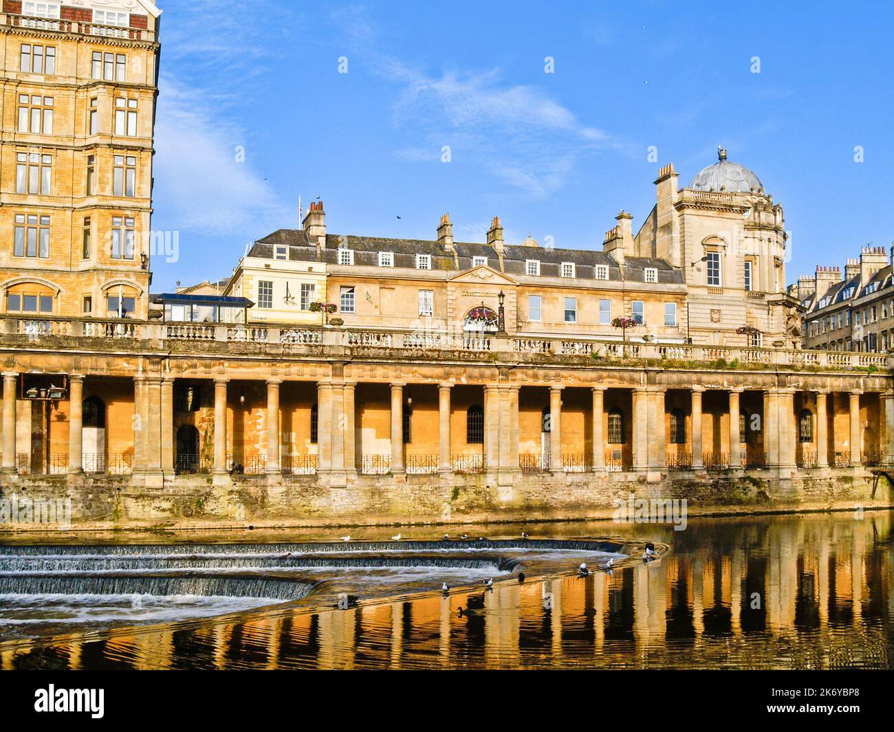 Traditional architectural buildings along Avon River in Bath, United ...